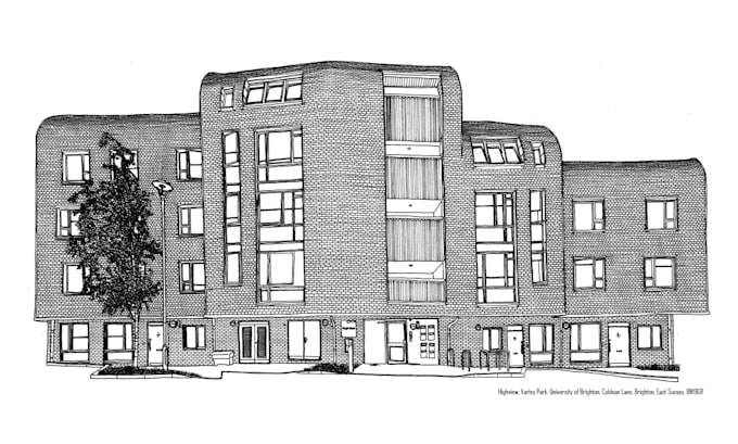 Hand draw an architectural line illustration of any building by Alicja ...