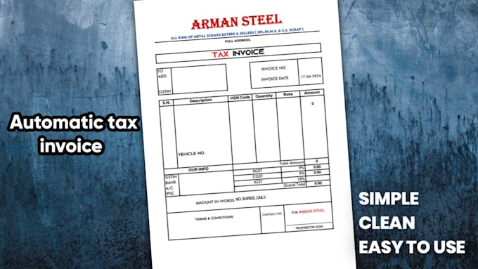 Create fillable, simple, tax invoice for your business by Ikraam786 ...