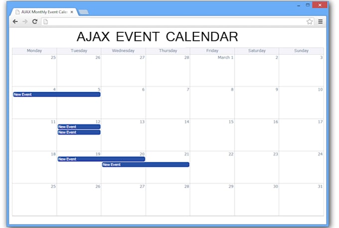 Develop ajax event calendar in dot net by Technodev | Fiverr