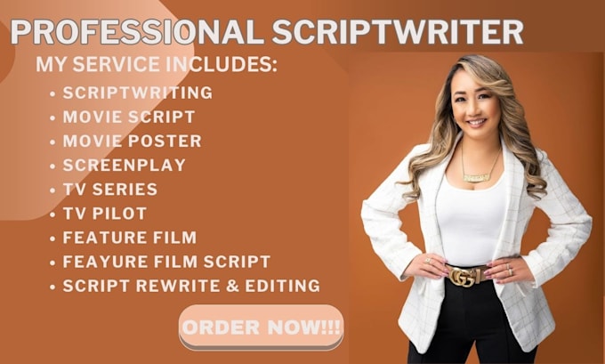 Write your movie script, tv series, screenplay, rewrite script, script ...