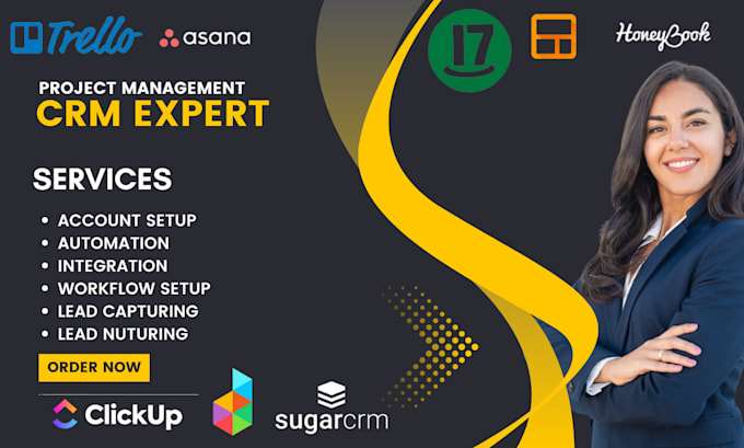 Setup asana trello clickup honeybook 17hats dubsado sugar streak crm by Phoebe055 | Fiverr