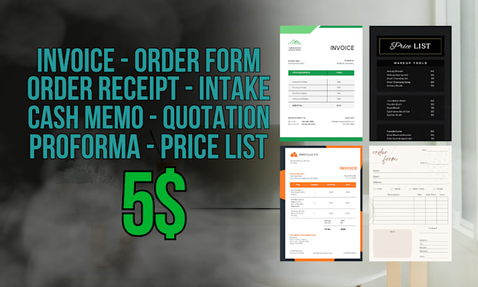 Design invoice, order form, order receipt, quotation, cash memo, and ...