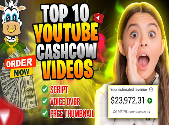 Make top 10 cash cow videos and setup a high cpm youtube automation channel by Jerrybrassfie1d ...