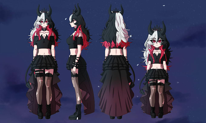 Do custom anime reference sheet design original vtuber vrchat character ...