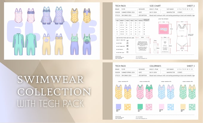 Design your swimwear collection with tech packs by Elenaclee | Fiverr