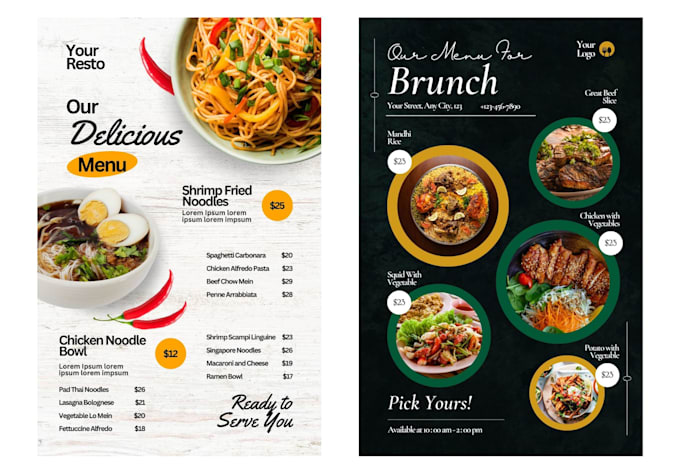 Design restaurant, cafe menu, menu card or digital food menu by ...