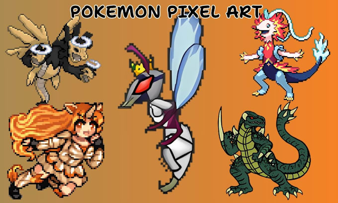Hoja de sprites de pokemon pixel art, diseño de personajes, animación ...