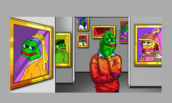 Design crypto meme mascot token logo, pepe meme illustration, nft art ...