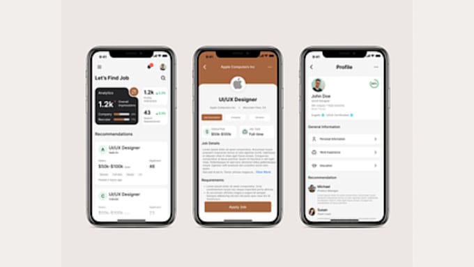 Create job board app, staffing, recruitment app ui ux android and ios ...