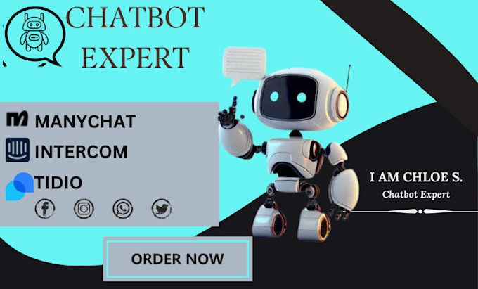 Build chatbot with manychat tidio intercom on social media botpress website by Chloe_ideas01 ...