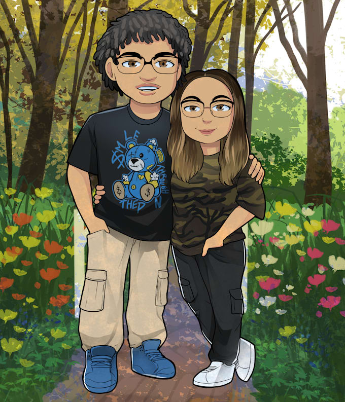 Make cartoon illustration for couple by Defriday | Fiverr