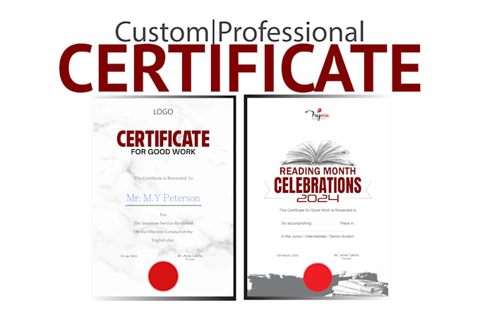Create professional custom certificate design by Tryme_in | Fiverr