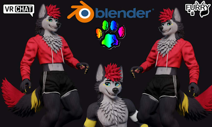 Model custom furry vrchat model, vrchat avatar, animaze, facerig ...