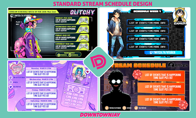 Design a standard custom streaming schedule for vtuber or streamer by ...
