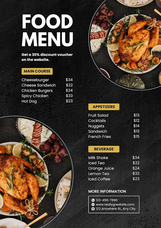 Do stunning menu card designs with canva by Tauseefdogar10 | Fiverr