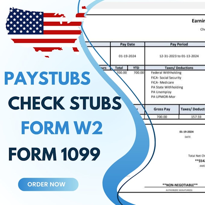 Do paystub, checkstub, slip, w2, 1099, 1040, schedule c by Umersheikh92 | Fiverr