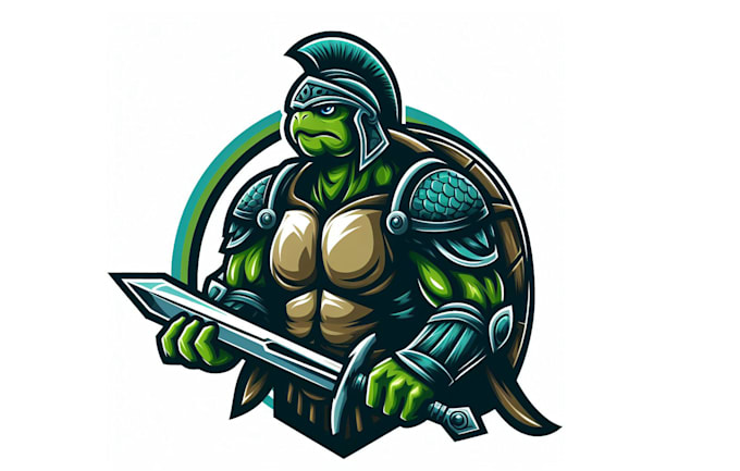Make a high quality turtle warrior sword mascot logo with new concept ...