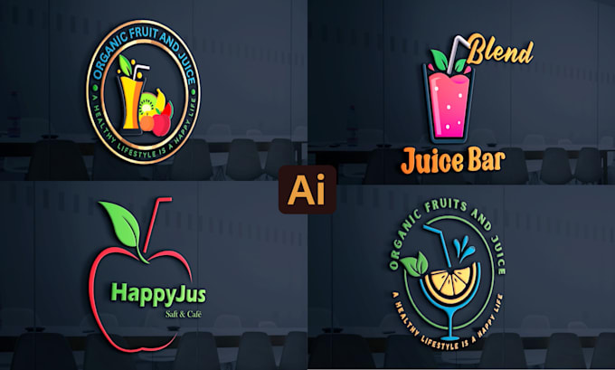 Design fruit, drink, cafe, coffee, smoothie, juice bar logo by Technois ...