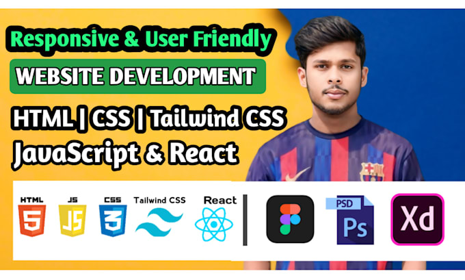 Do Frontend Web Development With Html Css Tailwind Js React Figma To React By Motinsarker