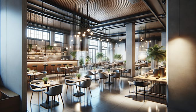 Realistic 3d render restaurant interior design for 3d kitchen interior design by Charlespaulie95 ...