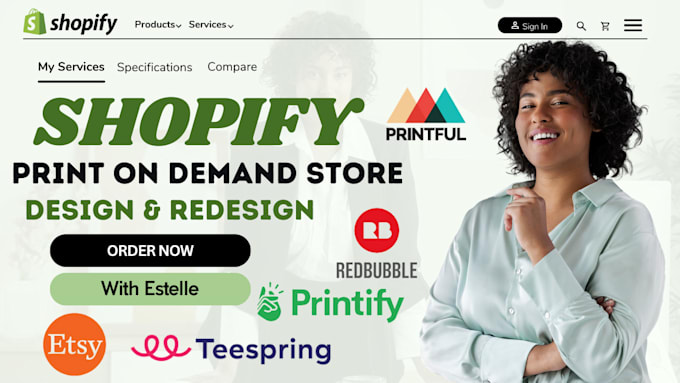 Shopify store design shopify print on demand printify shopify pod dropshipping by Estelle ...