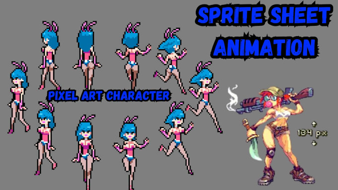 Do sprite sheet, 2d pixel art animation for your game , 2d pixel game ...