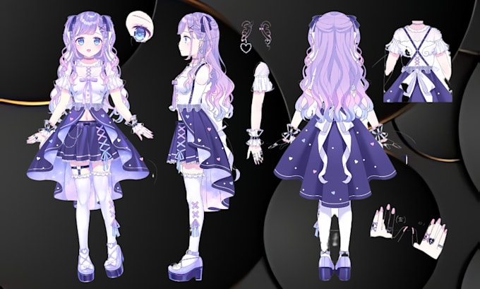 Draw character reference sheet for your anime vtuber model live2d ...