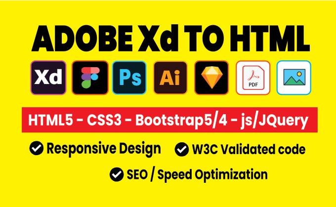 Convert Adobe Xd To Html Image To Html Pdf To Html Css Responsive Bootstrap 5 By Procodertech