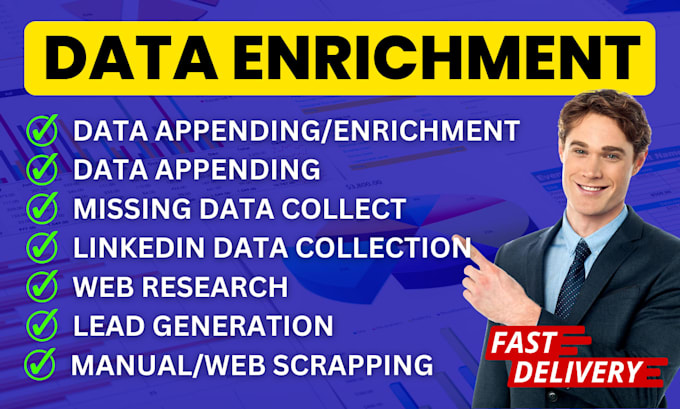 Do data enrichment, data appending, missing data, database programs by Samsmitheasy | Fiverr