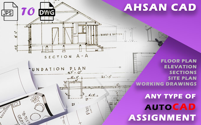 Do your autocad assignments, 2d floor plan, image to dwg by Ahsan_cad ...