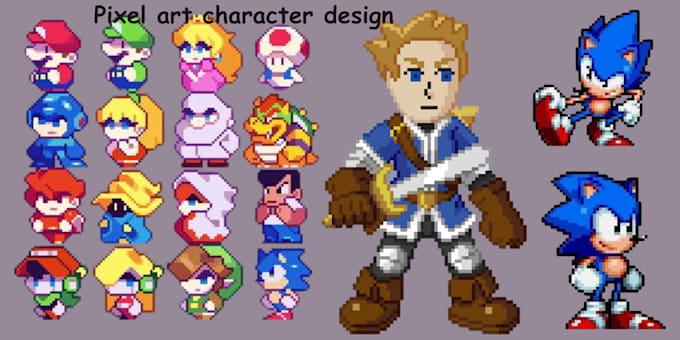 Make pixel art character 8 bit 16 bit pixel animation 2d game art game ...