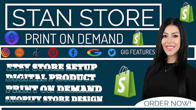 Set up etsy shop, stan store, etsy print on demand, digital product ...