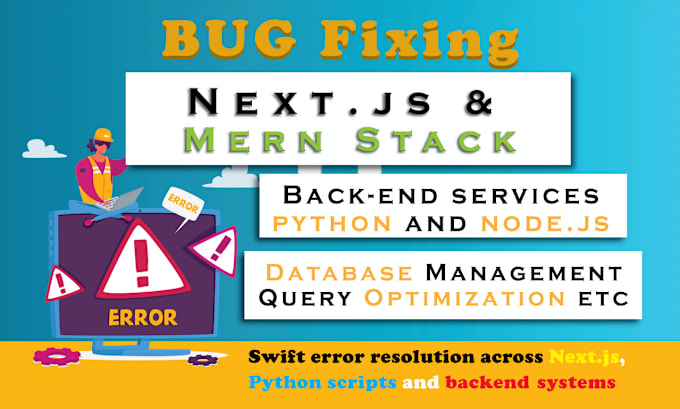 Fix any error in react, nextjs, python, node and database by ... Fix any error in react, nextjs, python, node and database by ...