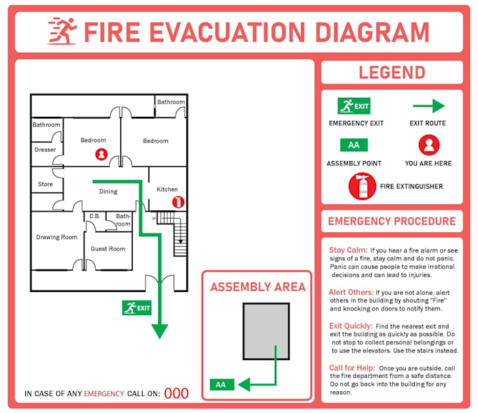 Design fire emergency evacuation map for your floor layout by ...