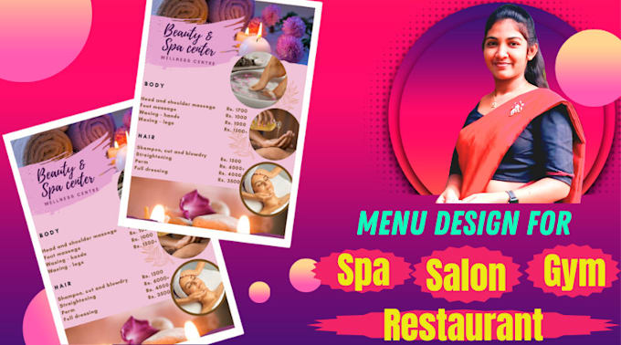 Design menus,flyers,and price list for salons, spas, gyms, barbershops by Cmstudiosl | Fiverr