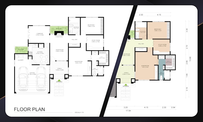 Draw floor plan in autocad and illustrator by Harperluna655 | Fiverr