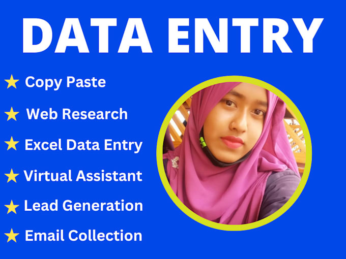 Be data entry, virtual assistant by Khursidjahan | Fiverr
