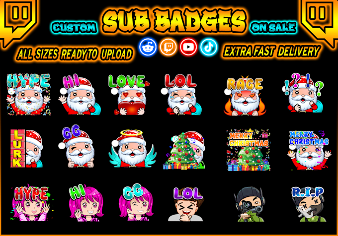 Create twitch, text emotes, kick sub badges , and emotes by ...
