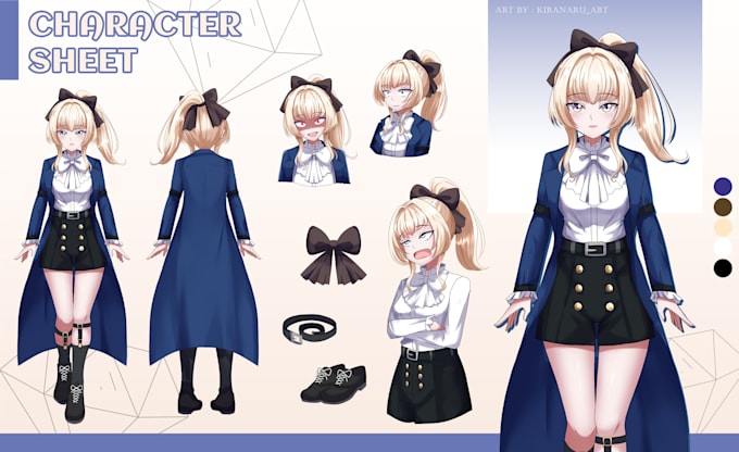 Draw custom anime character sheet design or reference sheet by Kiranaru ...
