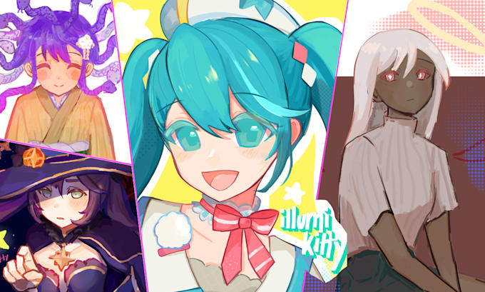 Draw fully colored oc or fanart in my anime like style by Illumikitty ...