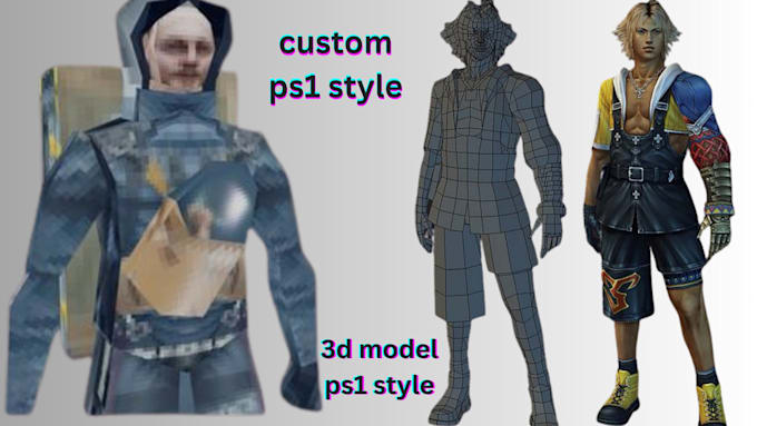 Create 3d model in retro ps1 style low poly ps1 n64 style character psx model by Gamers_favourit ...