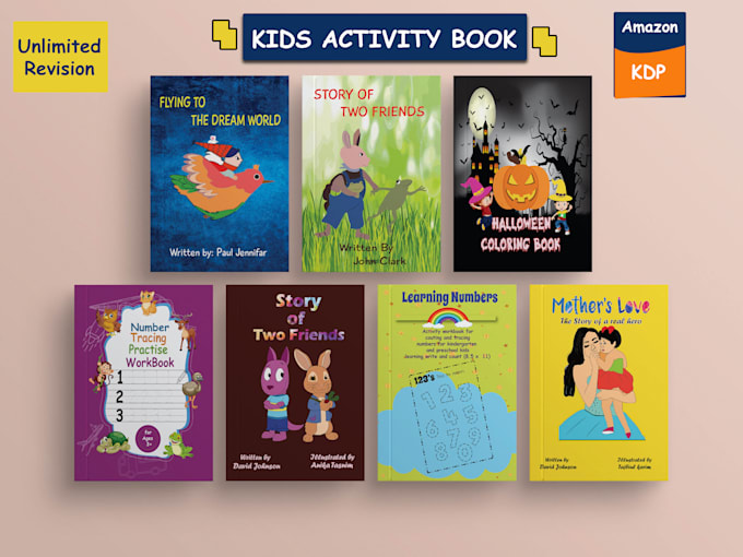 Kids coloring activity book cover design kids book interior design for ...