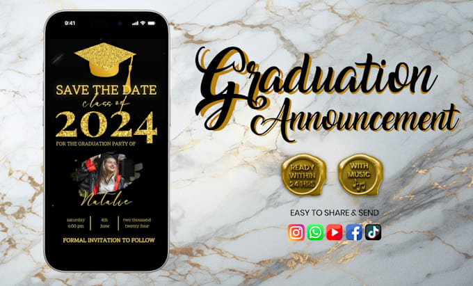 Create animated graduation announcement invitation by Mettainvitation ...
