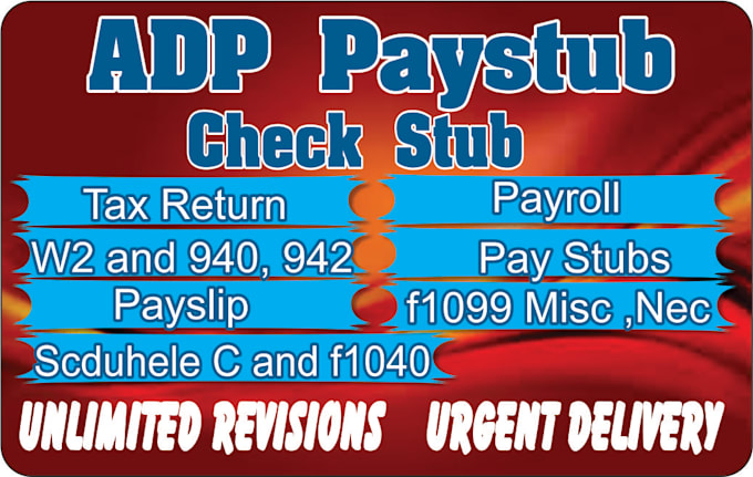 Makes adp paystub, pay stubs, check stubs, and w2 as a payroll expert urgent by Alicapk202 | Fiverr
