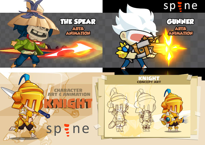 Create professional 2d game characters for you by Giantbeeart | Fiverr