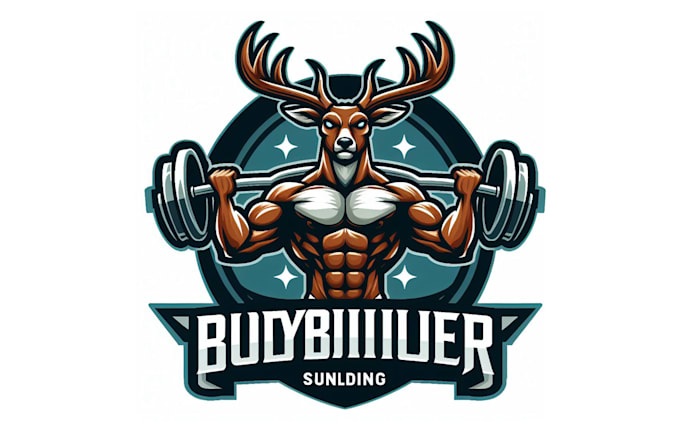 Design super buck bodybuilder mascot logo with express delivery by ...