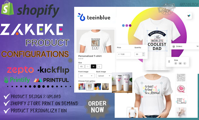 Design 2d 3d product on zakeke shopify store customize zepto printful ...