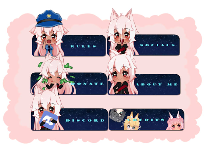 Draw custom twitch panels of your character by Skiesfalling | Fiverr