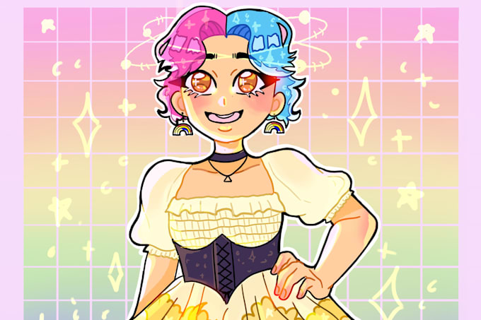 Create cutesy pastel character illustrations by Abxtraxion | Fiverr