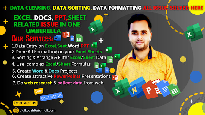 Data cleaning, visualization excel, formatting, sheets transform your data by Digikoushik | Fiverr